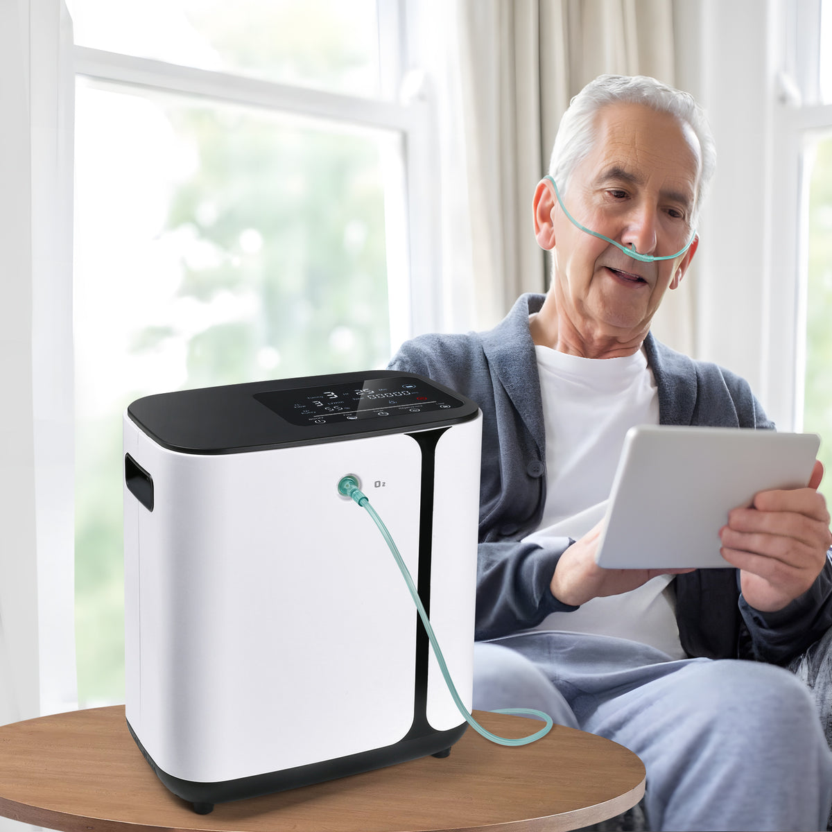 Oxygen Concentrator 1-7L/min Adjustable , 24h Continuous Flow ,90% Pur