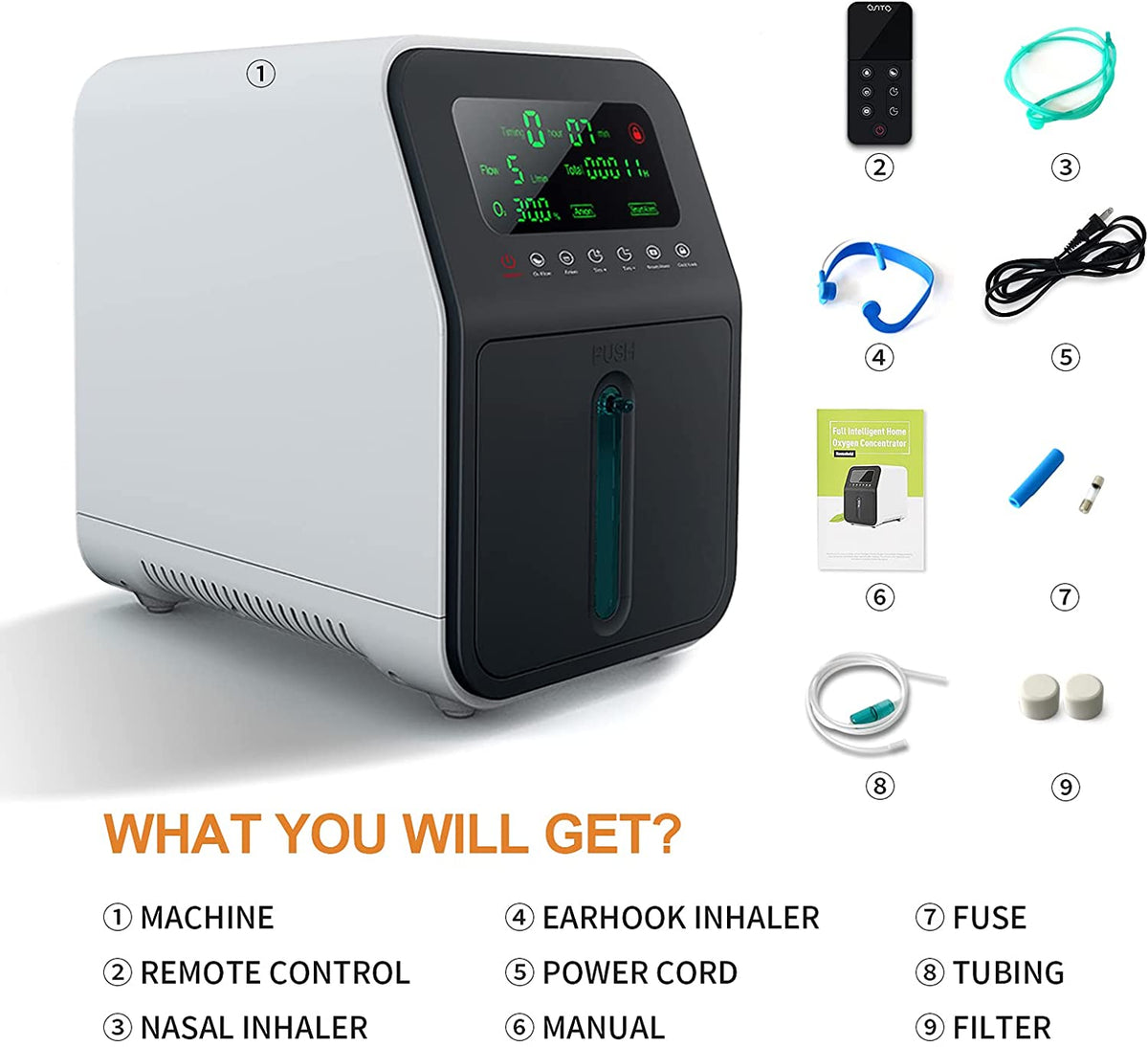 OSITO Oxygen Concentrator 7 Liter Machine with Accessories